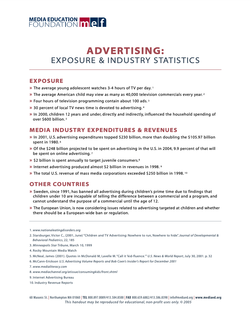 Free Handout: Advertising: Exposure & Industry Statistics
