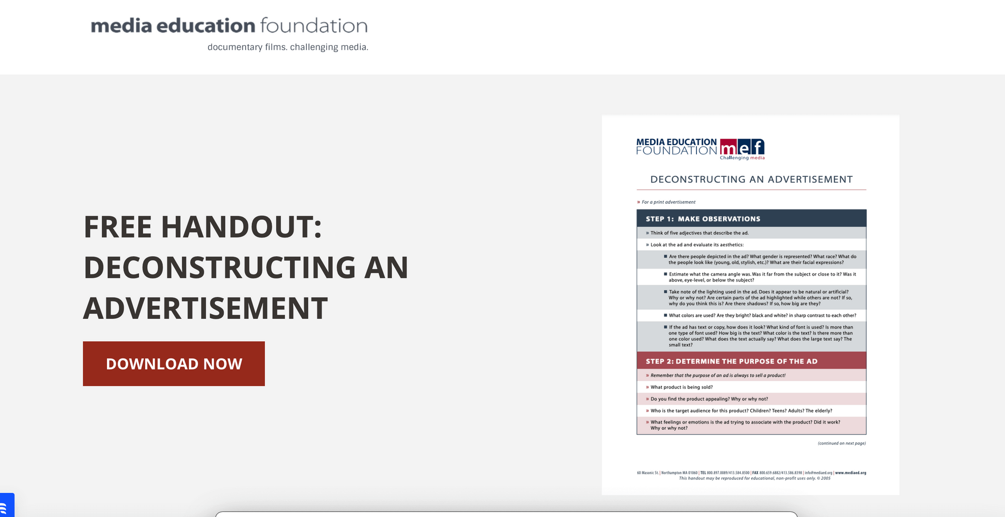 Free Handout: Deconstructing an Advertisement