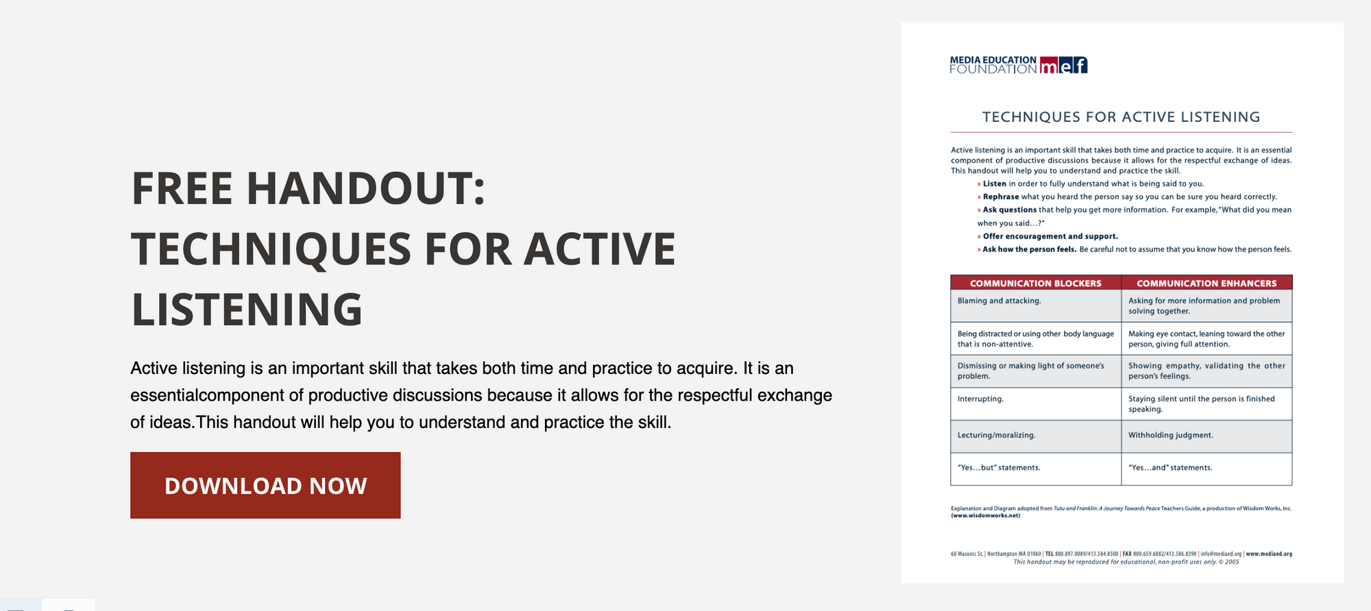 Free Handout: Techniques for Active Listening