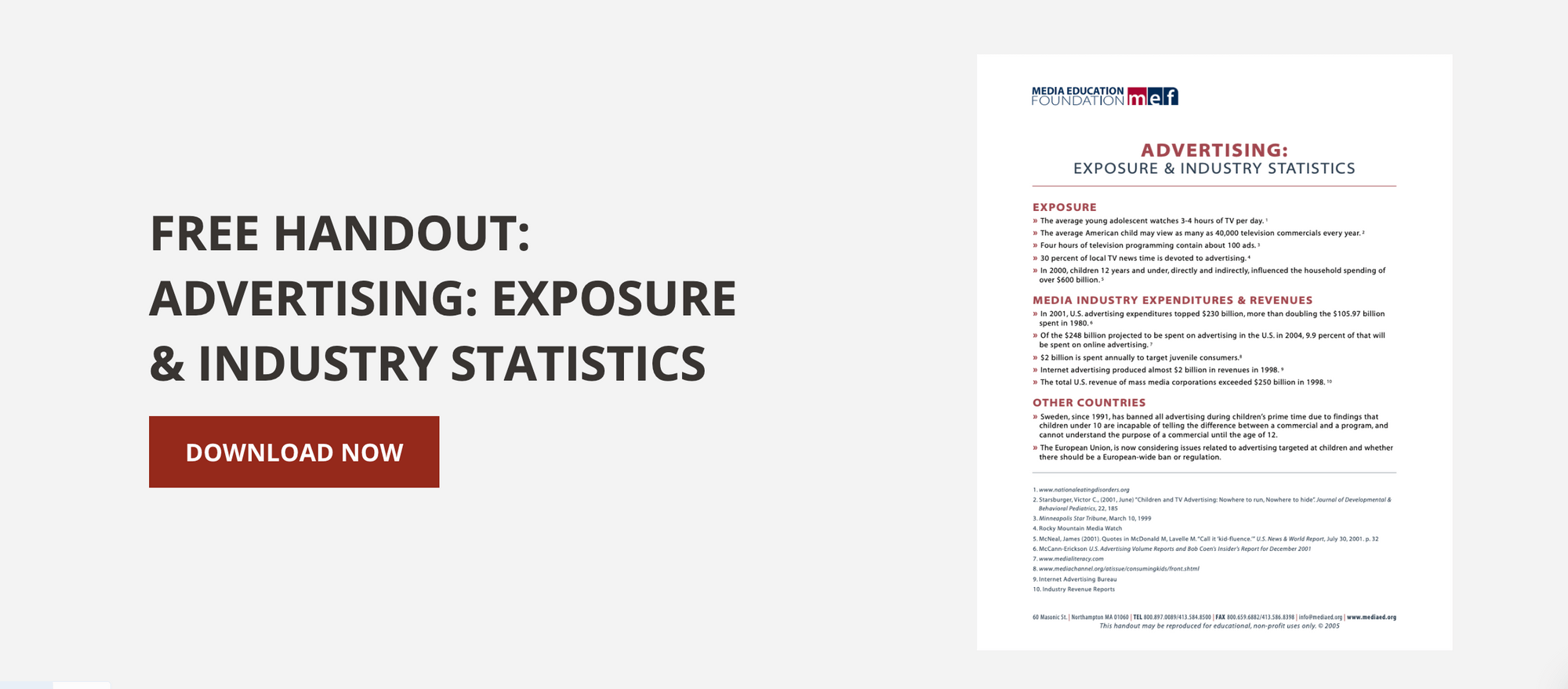 Free Handout: Advertising: Exposure & Industry Statistics