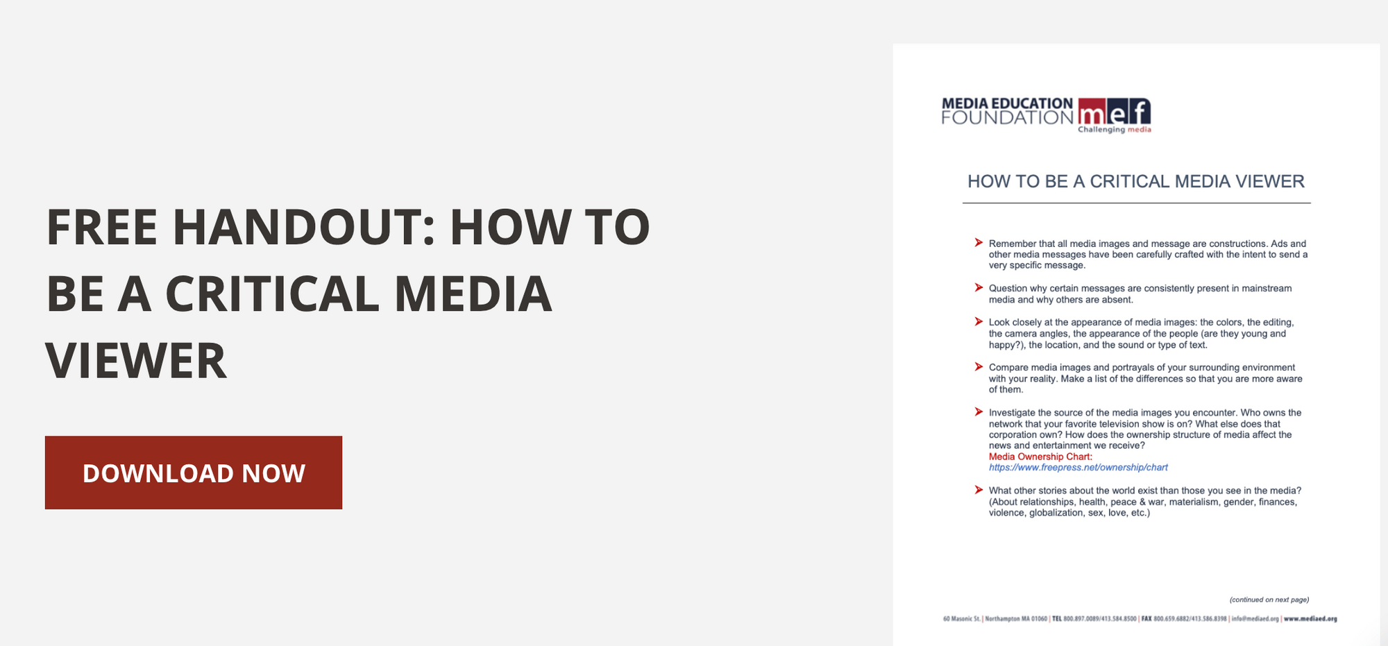 Free Handout: How To Be A Critical Media Viewer